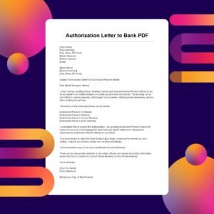 Authorization Letter to Bank PDF - Mockuptemplate