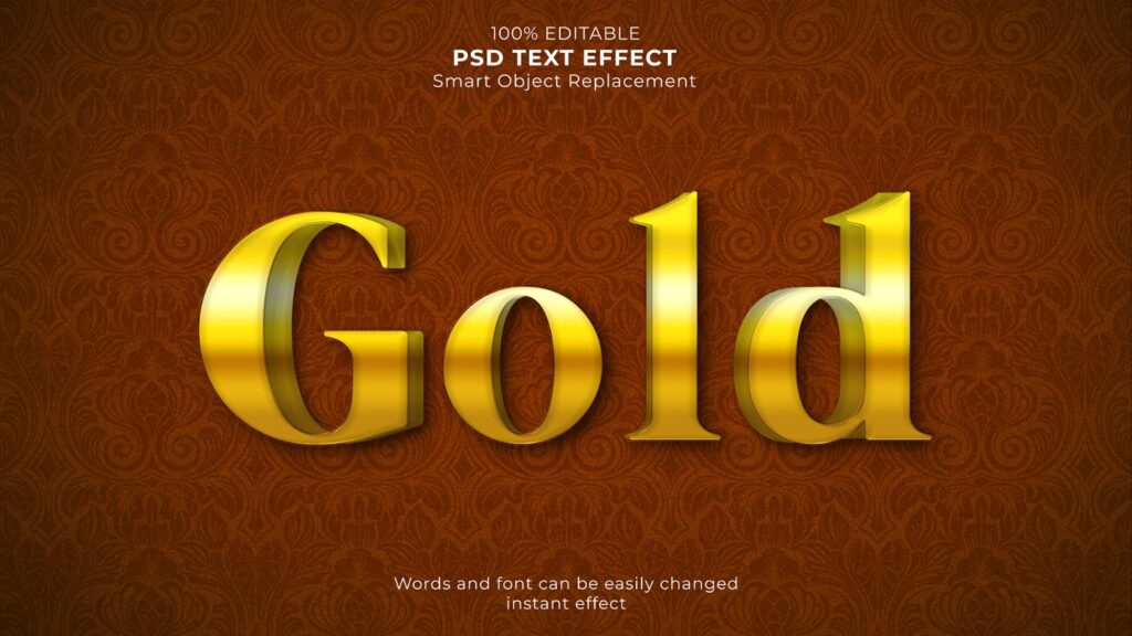 Free 3D Gold Text Effect PSD
