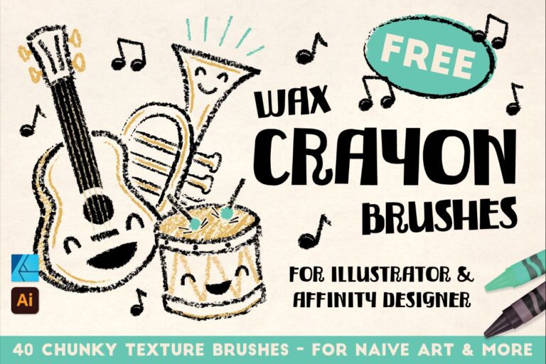 40 Crayon Brush Illustrator (FREE)