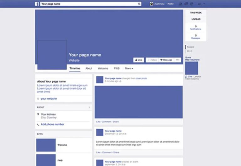 Facebook Full Page Mockup